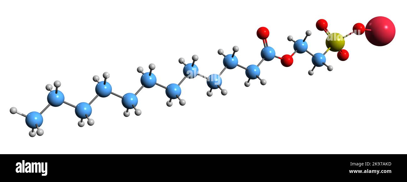 3D image of Sodium Lauroyl Isoethionate skeletal formula - molecular ...