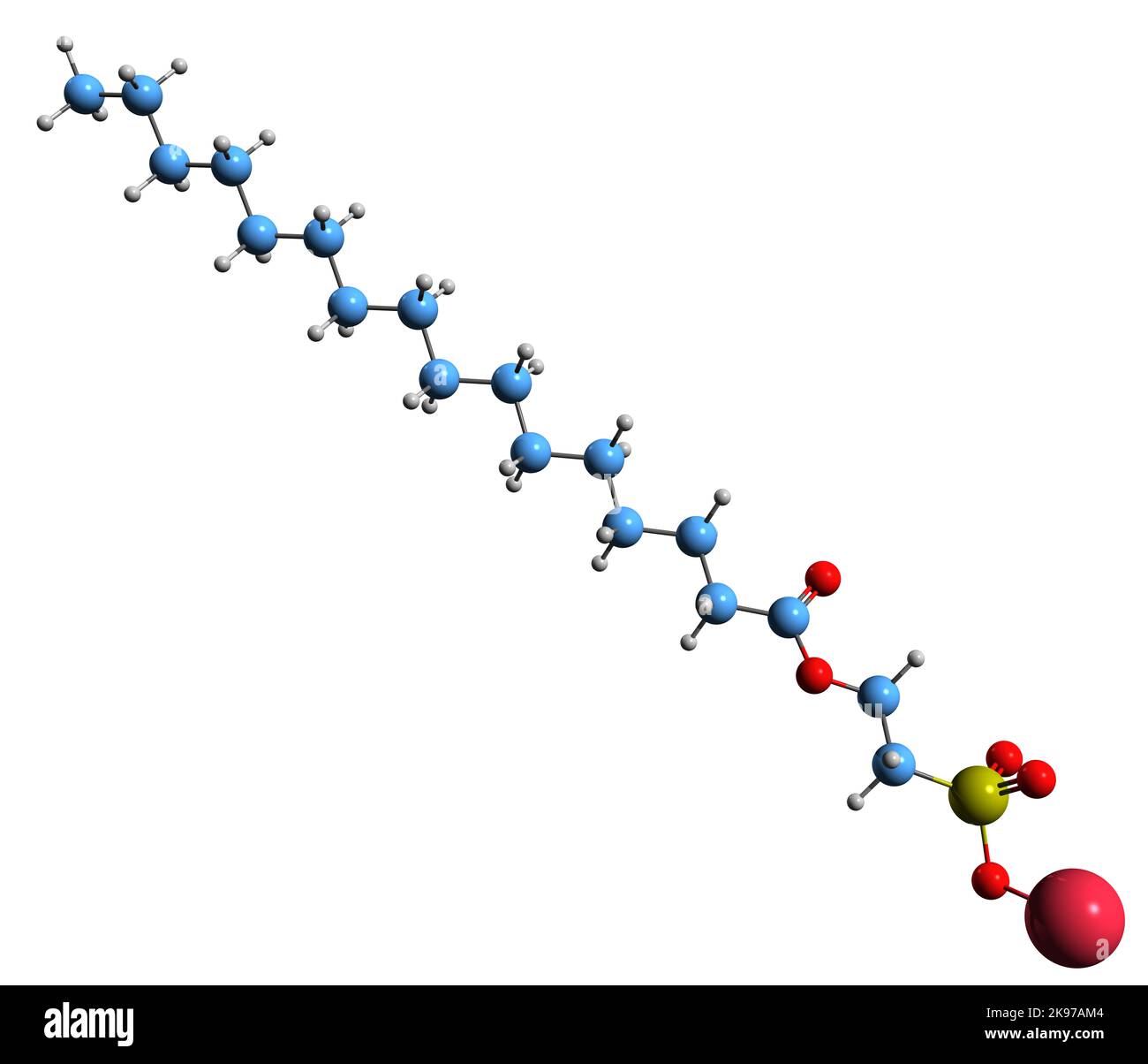 3D image of Sodium palmitoyl isethionate skeletal formula - molecular ...