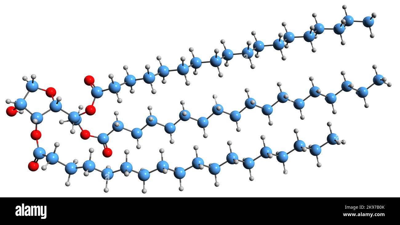 3D image of Sorbitan tristearate skeletal formula - molecular chemical ...