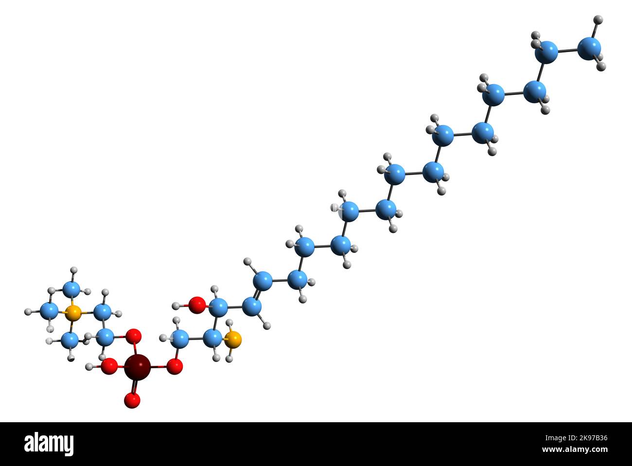 3D image of sphingosylphosphorylcholine skeletal formula - molecular ...
