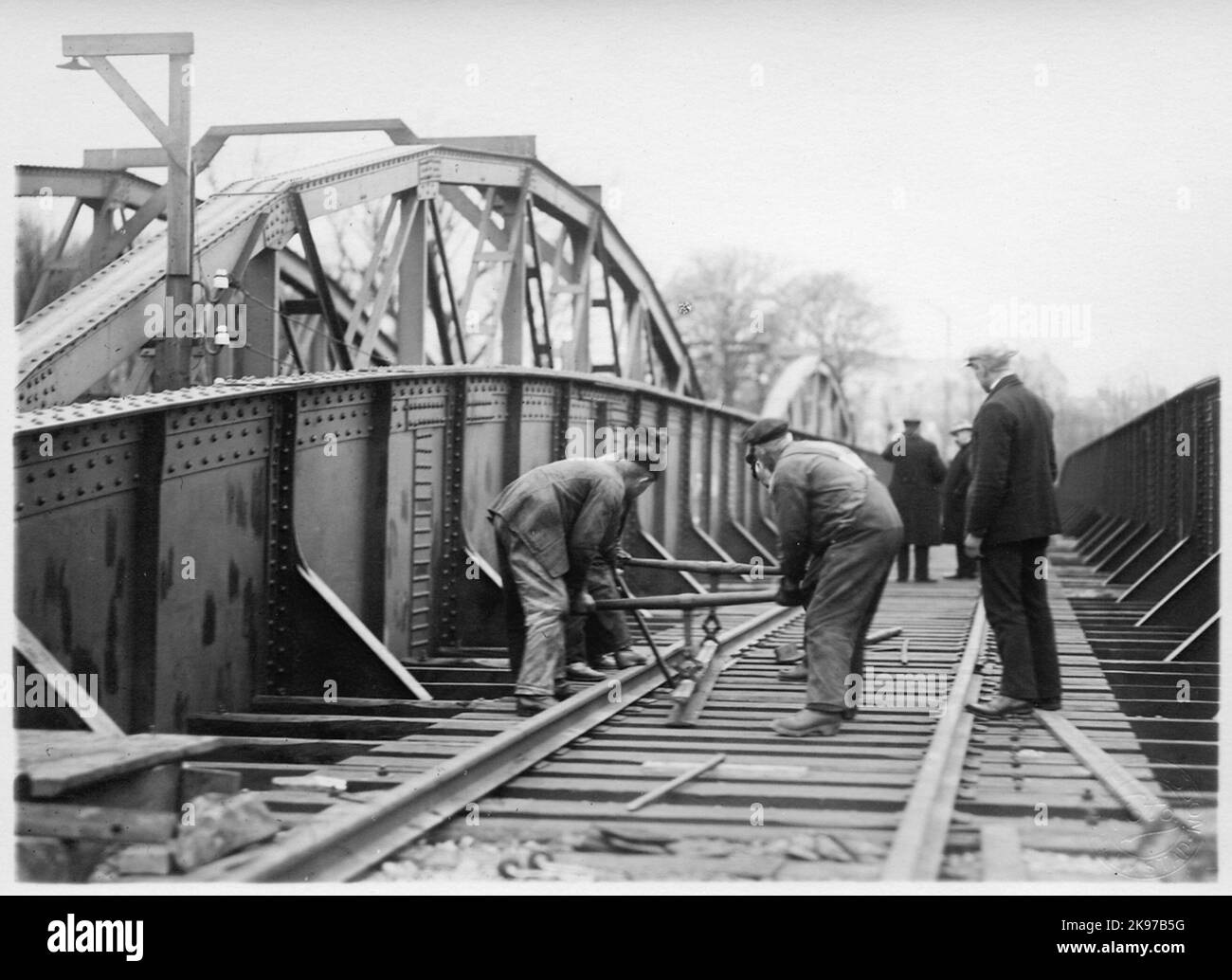 Bridge construction over Ätran. Rails Stock Photo - Alamy