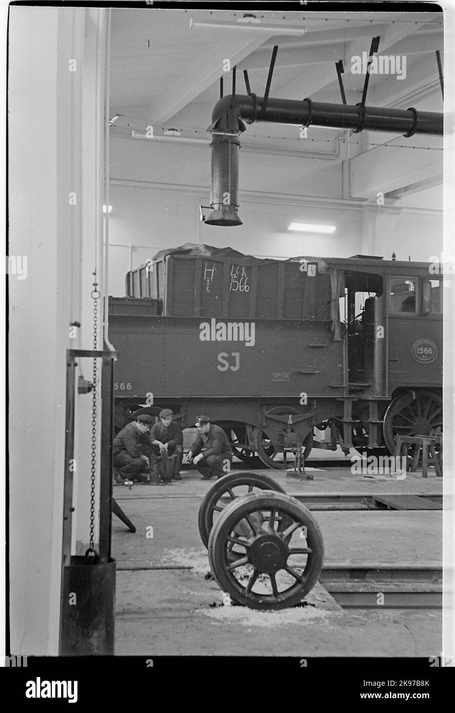 Ystad's new locomotive station, erected by the State Railways, SJ 1946 ...