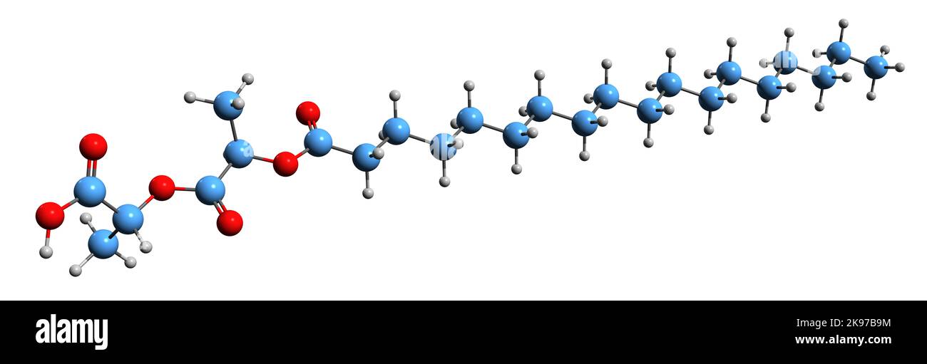 3D image of stearoyl-2-lactylate skeletal formula - molecular chemical ...