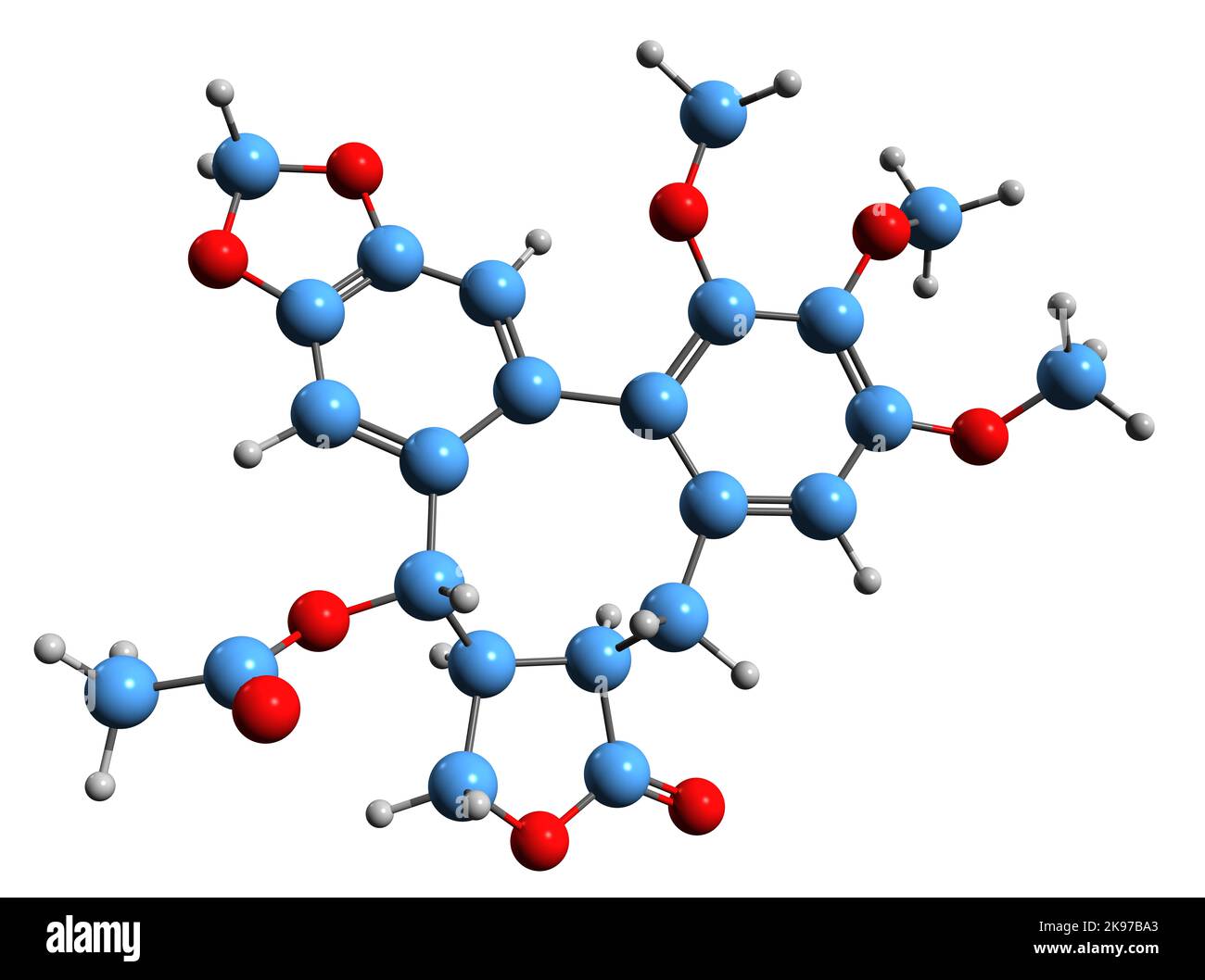 3D image of Steganacin skeletal formula - molecular chemical structure ...