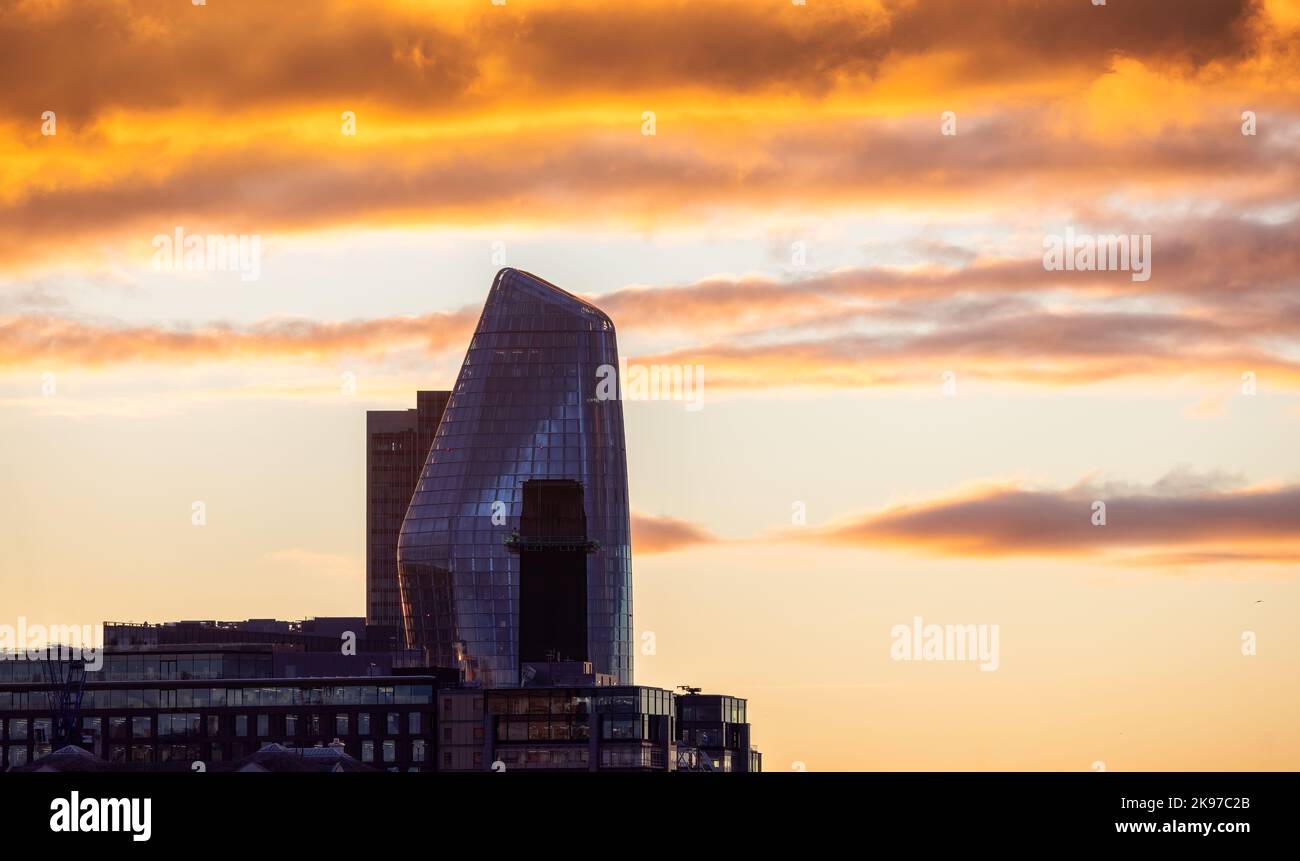 Modern Architecture Building during dramatic sunset. City of London ...