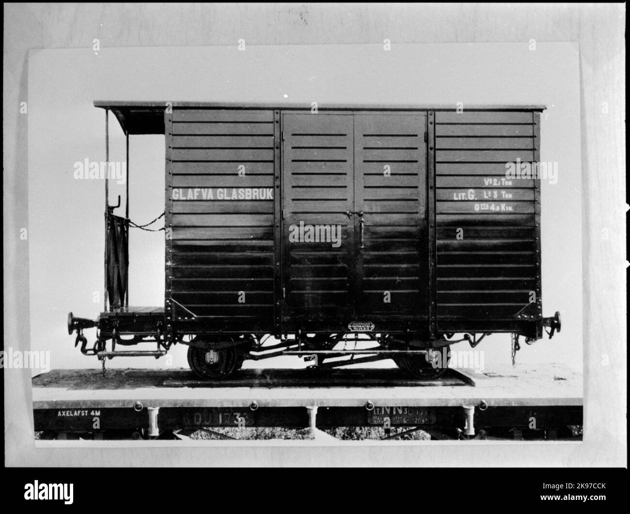 Glafva glassworks, freight wagon G loaded on carriage Gävle - Dala ...