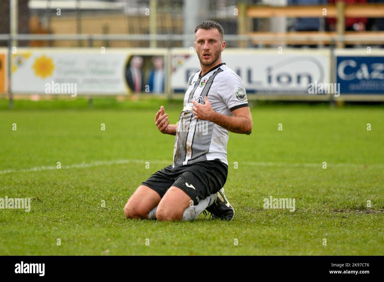 Ammanford, Wales. 22 October 2022. Rhys Fisher of Ammanford during the ...