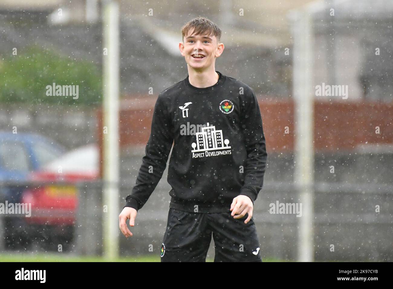 Ammanford, Wales. 22 October 2022. Callum Thomas of Ammanford during ...