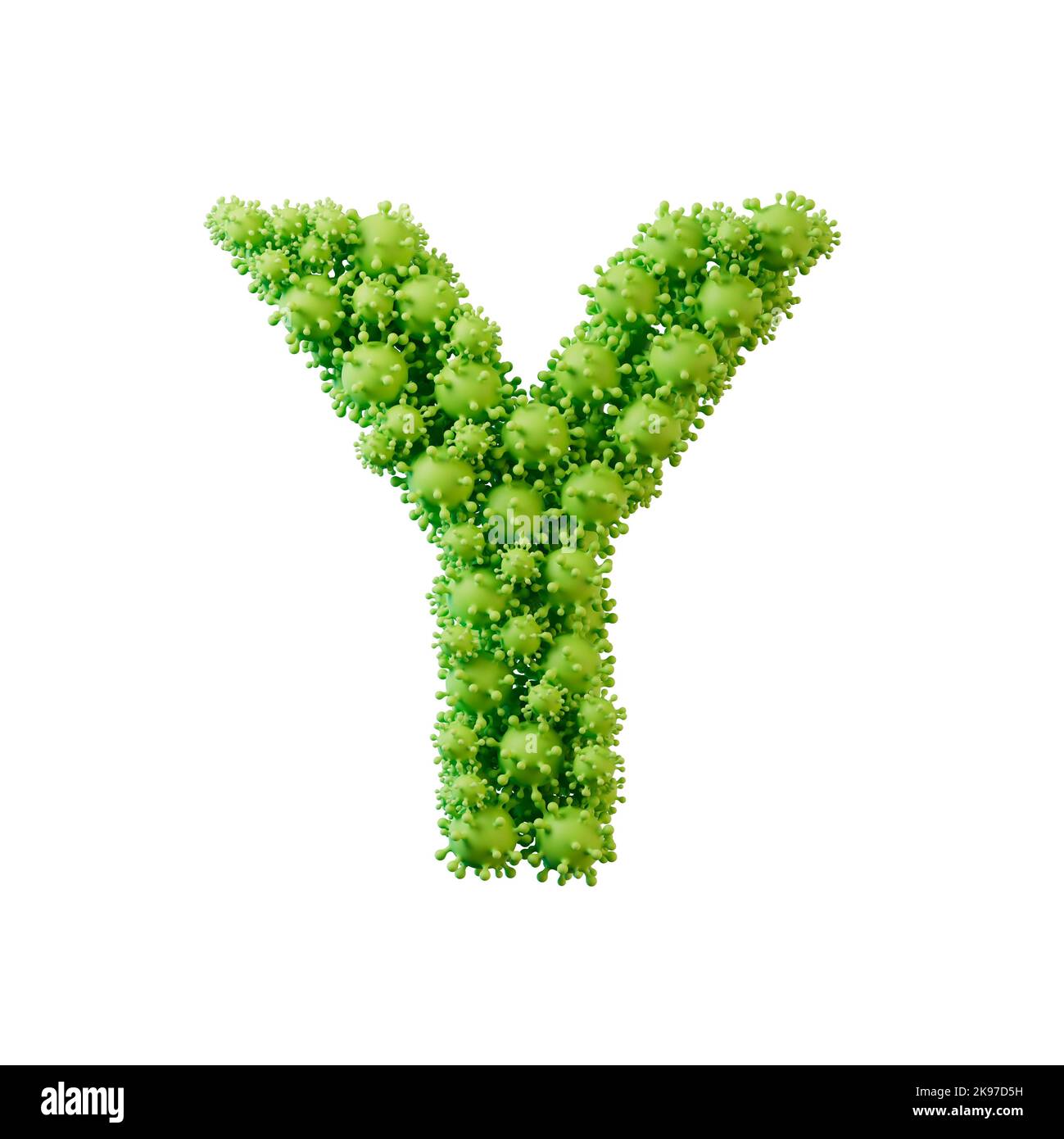 Letter Y made from a virus flu and germ molecule. 3D Rendering Stock ...