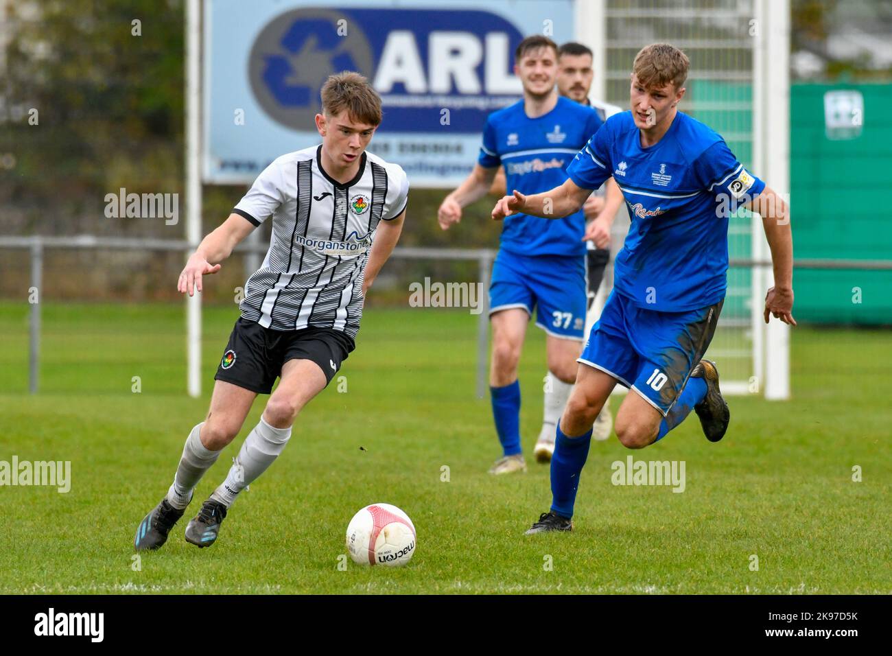 Ammanford, Wales. 22 October 2022. Callum Thomas of Ammanford under ...