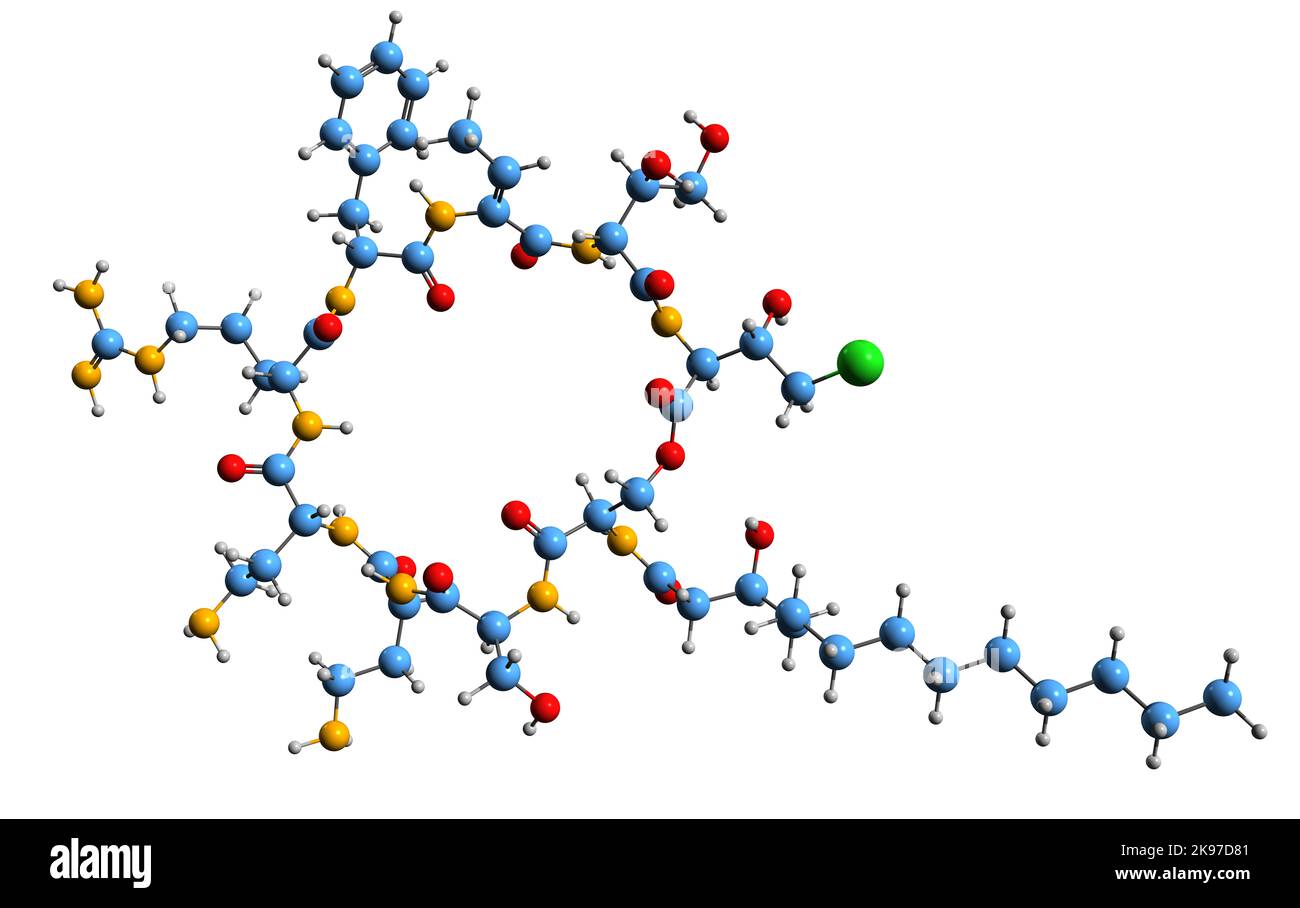 3D image of Syringomycin E skeletal formula - molecular chemical structure of Pseudomonas ...