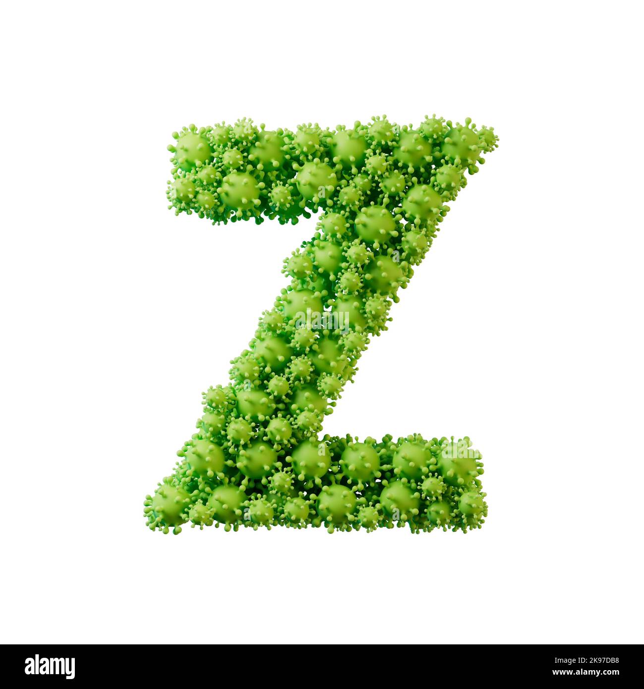 Letter Z made from a virus flu and germ molecule. 3D Rendering Stock ...