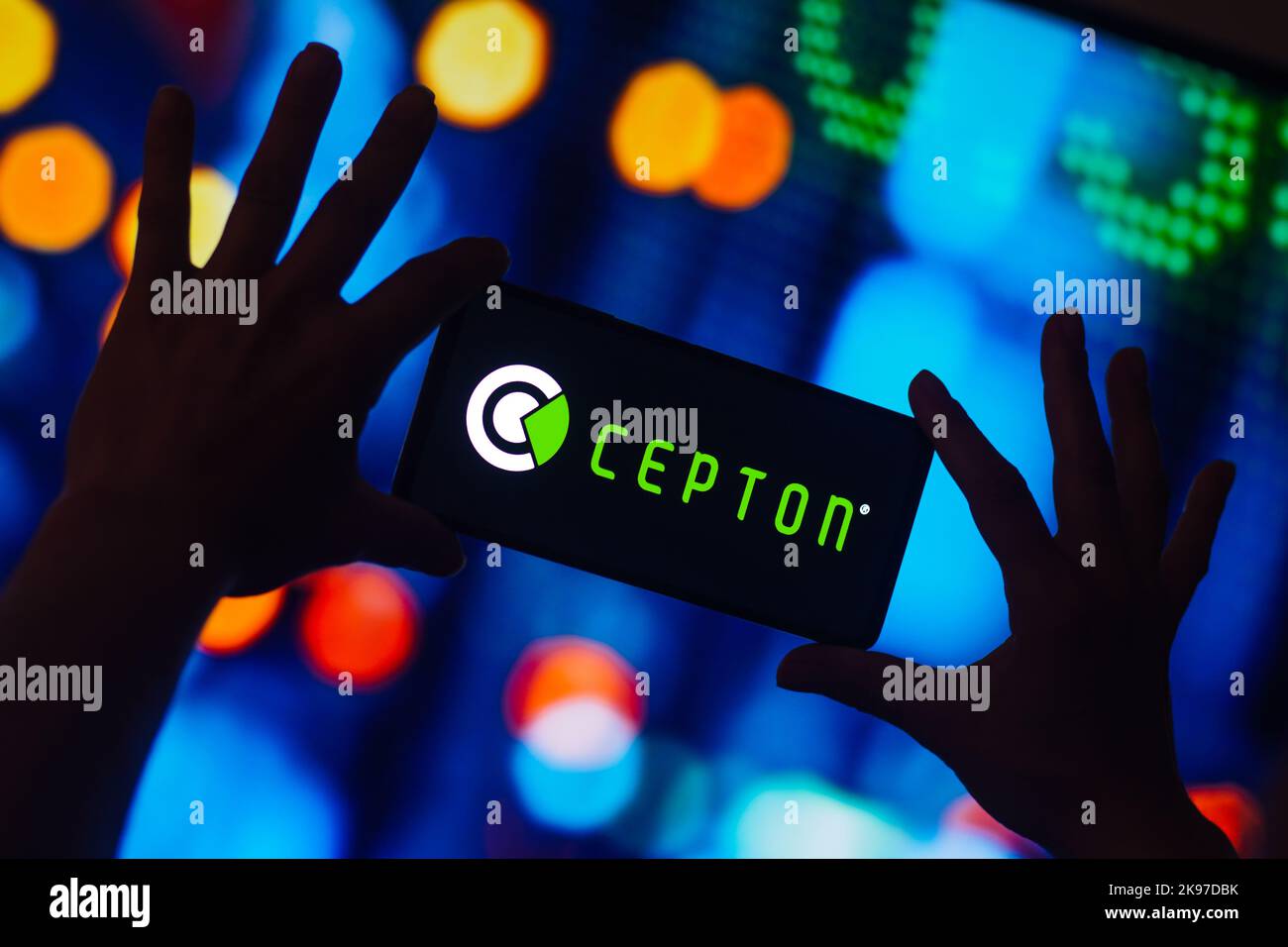 In this photo illustration, the Cepton logo is displayed on a ...