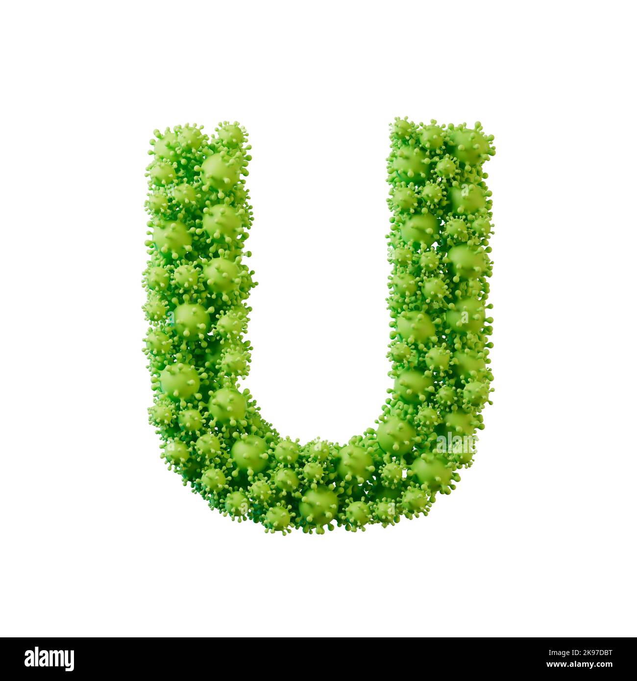 Letter U made from a virus flu and germ molecule. 3D Rendering Stock ...