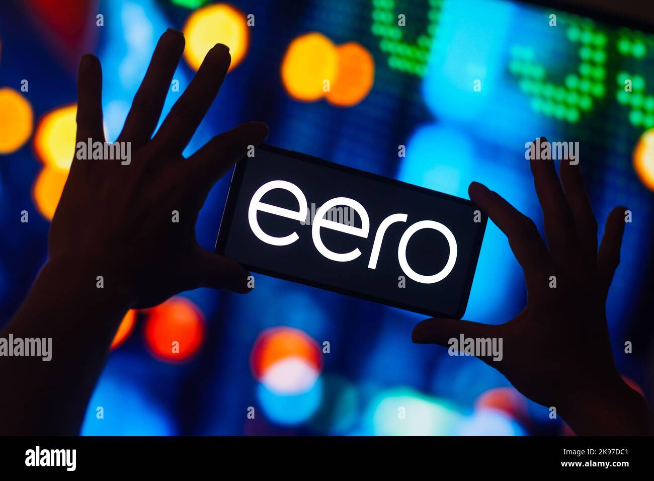 In this photo illustration, the Eero logo is displayed on a smartphone ...
