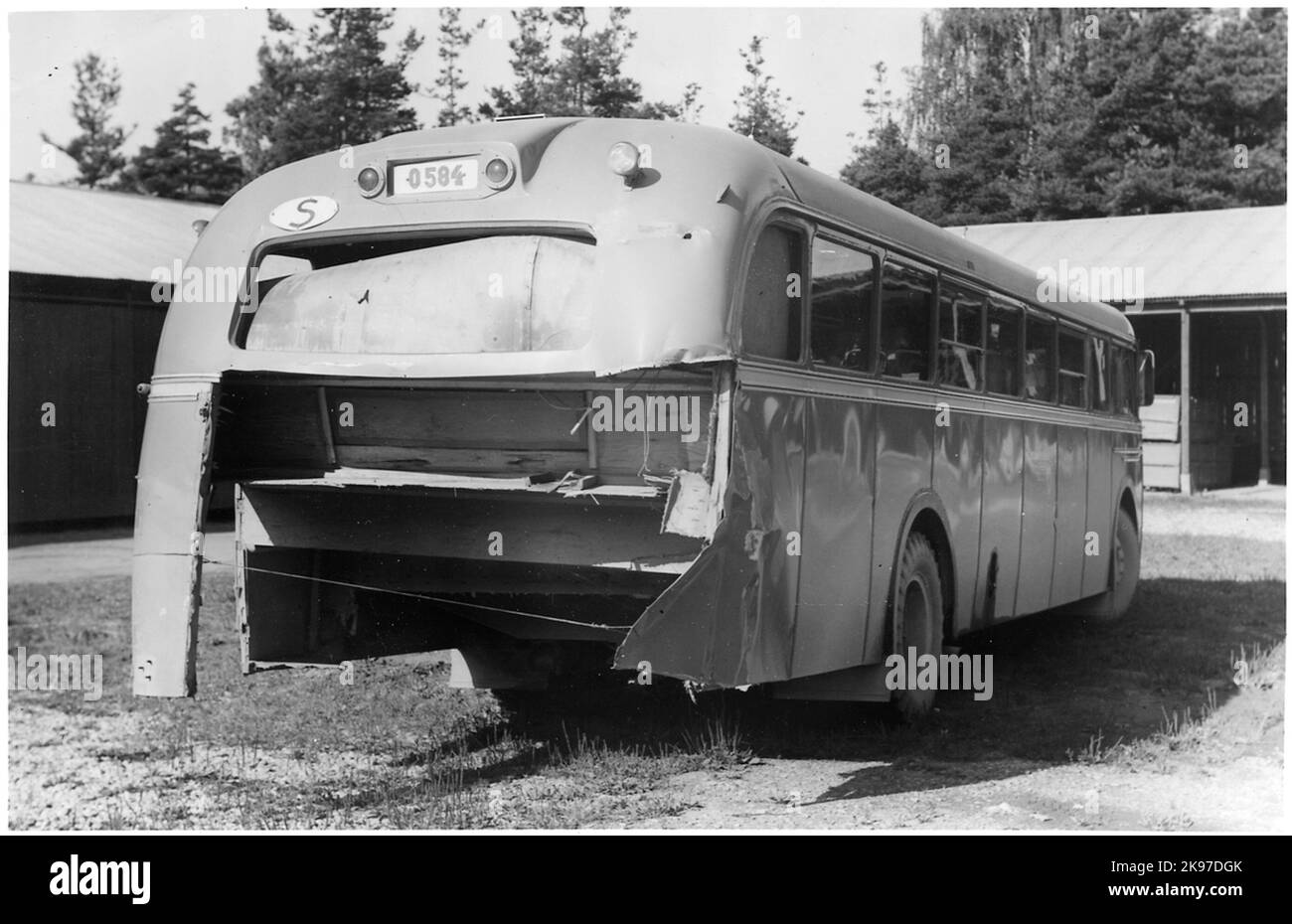 Damaged bus. Scania-Vabis B63 Stock Photo - Alamy