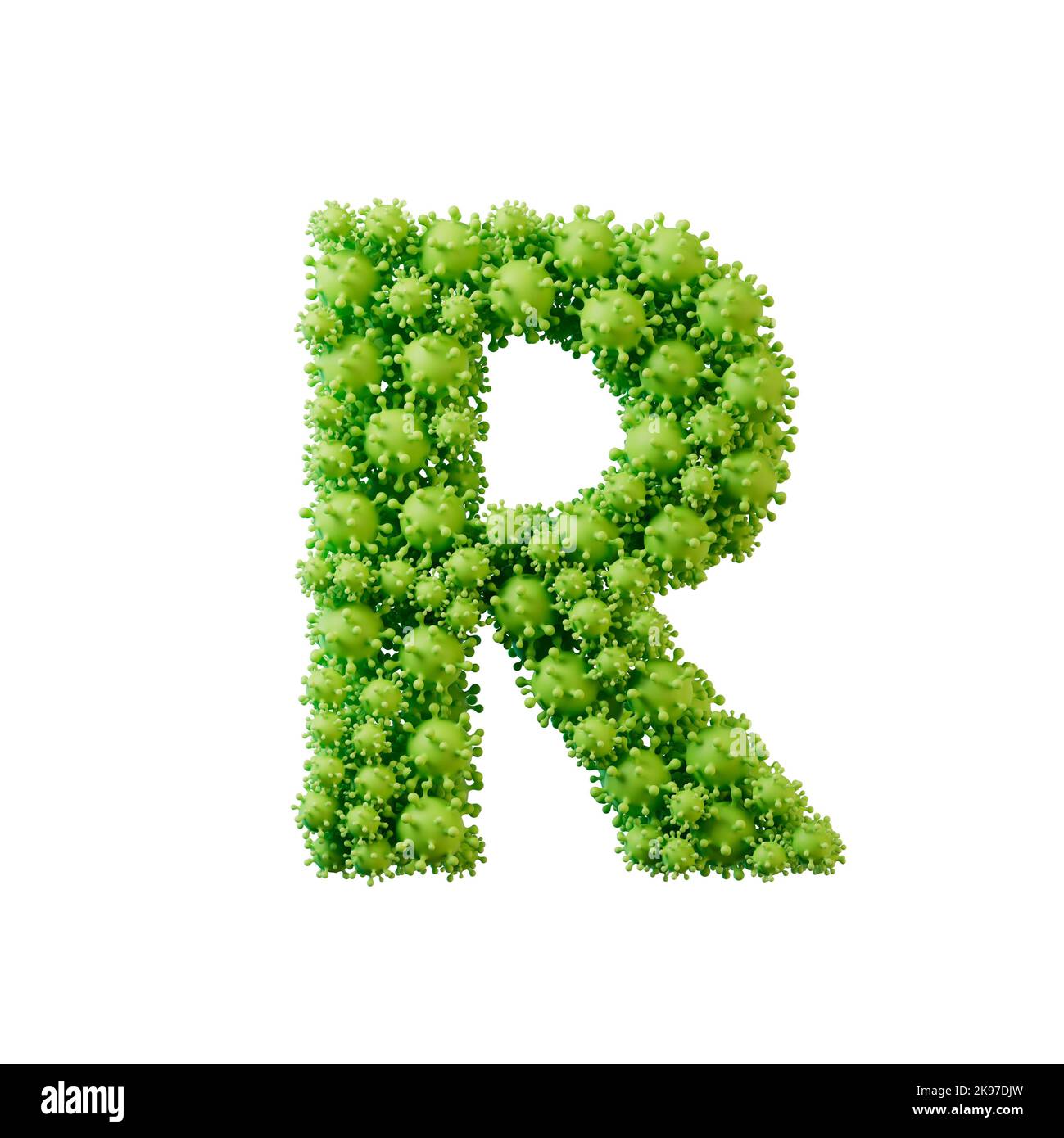 Letter R made from a virus flu and germ molecule. 3D Rendering Stock ...