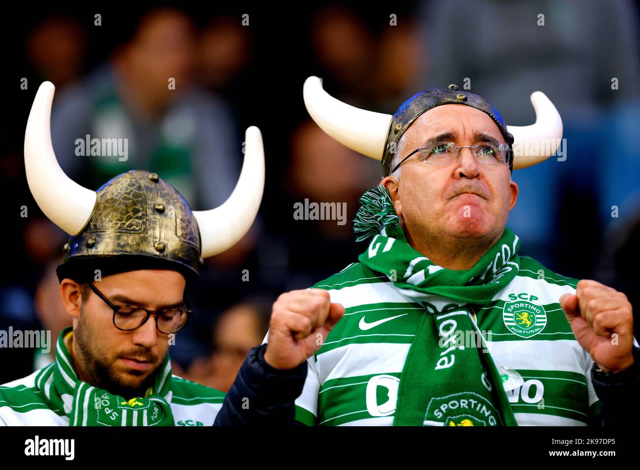 Sporting Lisbon fans in the stands ahead of the UEFA Champions League ...