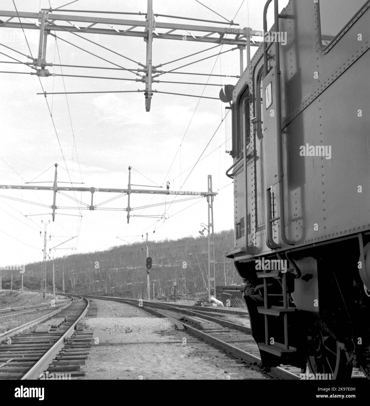 Ore train at the station drawn by Norwegian Elllok, NSB El 12 Stock ...