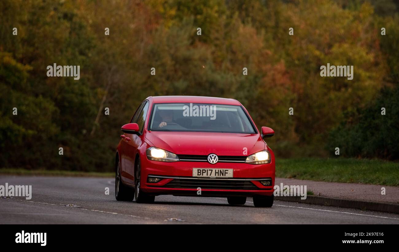 2017 red Volkswagen Golf hatchback car with diesel engine Stock Photo ...