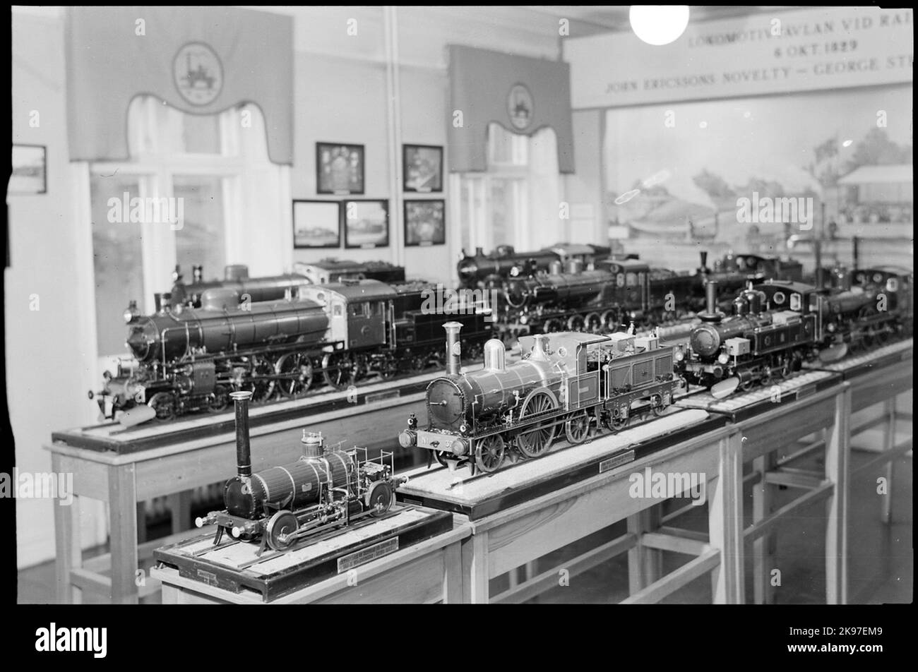 Models of locomotives in Loksalen, Railway Museum Stock Photo - Alamy