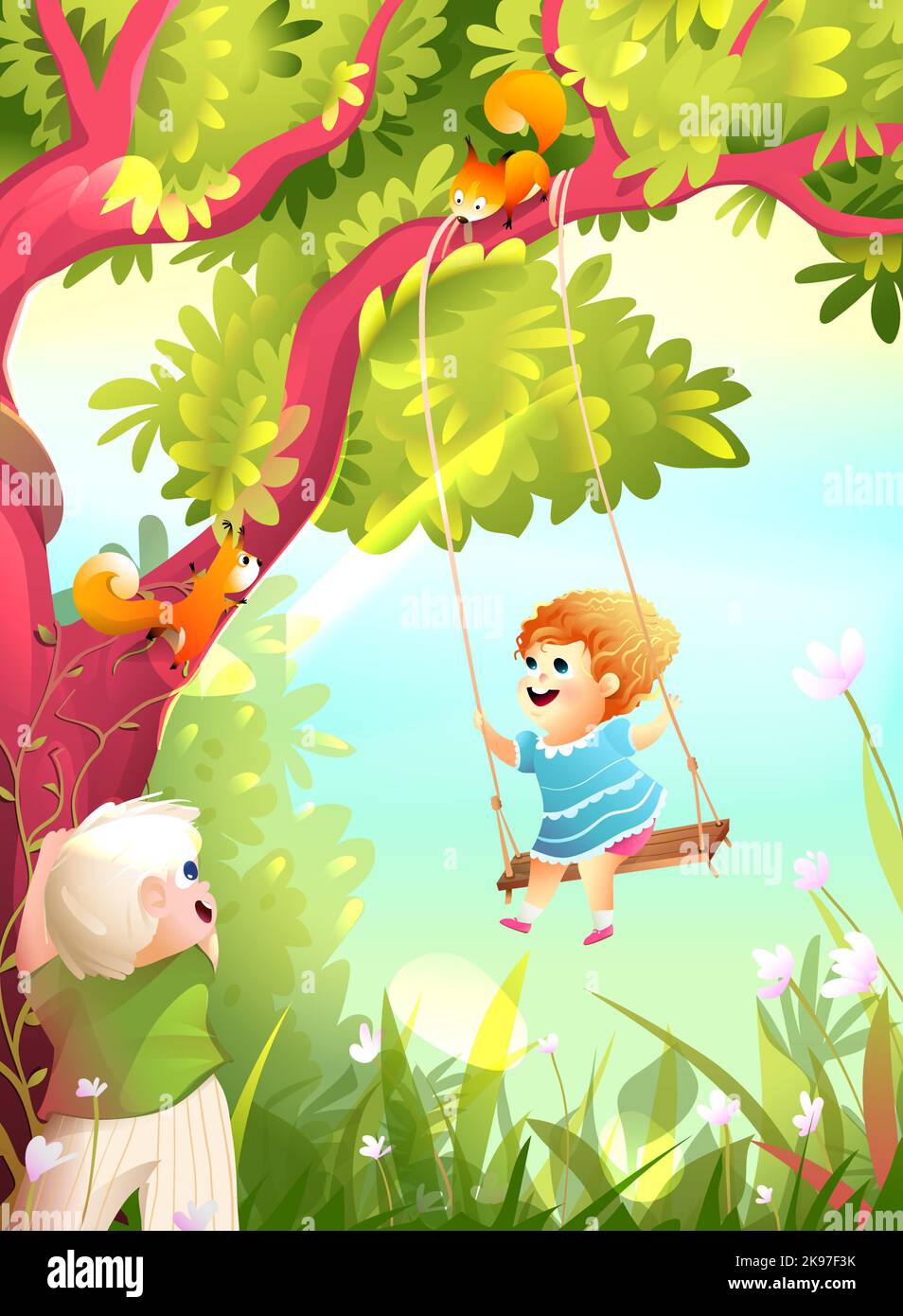 Swing tree Stock Vector Images - Alamy