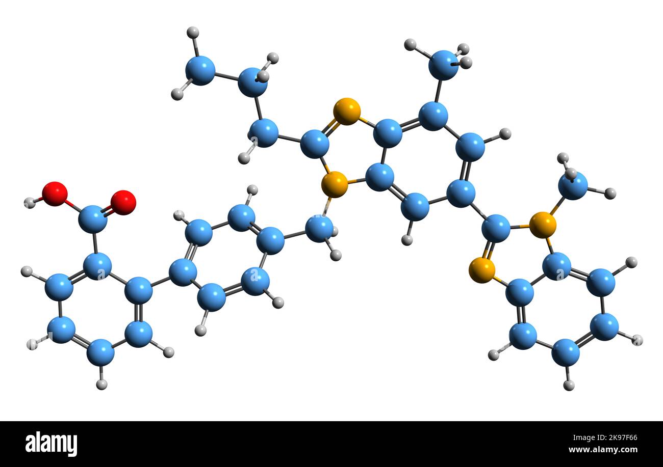 3D image of Telmisartan skeletal formula - molecular chemical structure ...