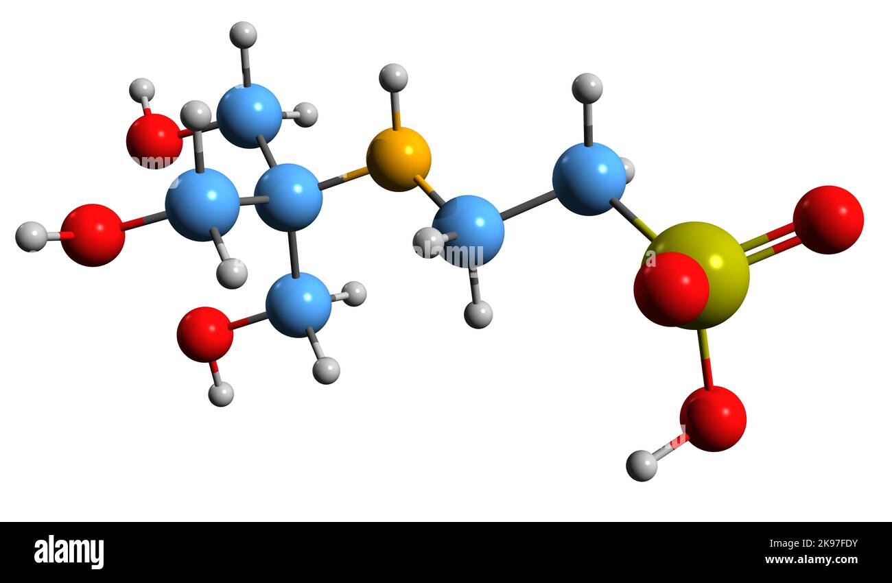 3D image of buffer TES skeletal formula - molecular chemical structure ...