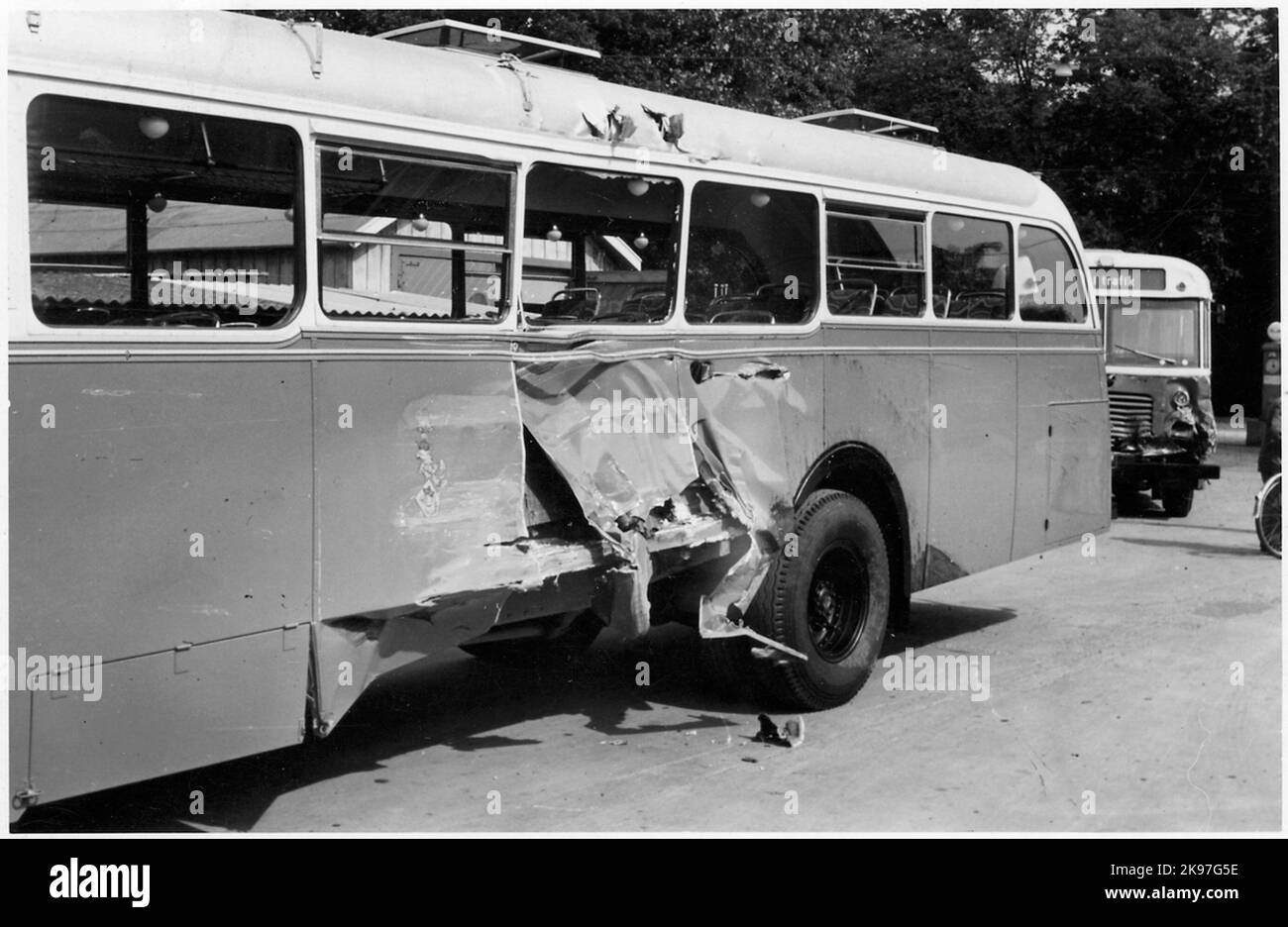 Traffic damaged bus Stock Photo - Alamy
