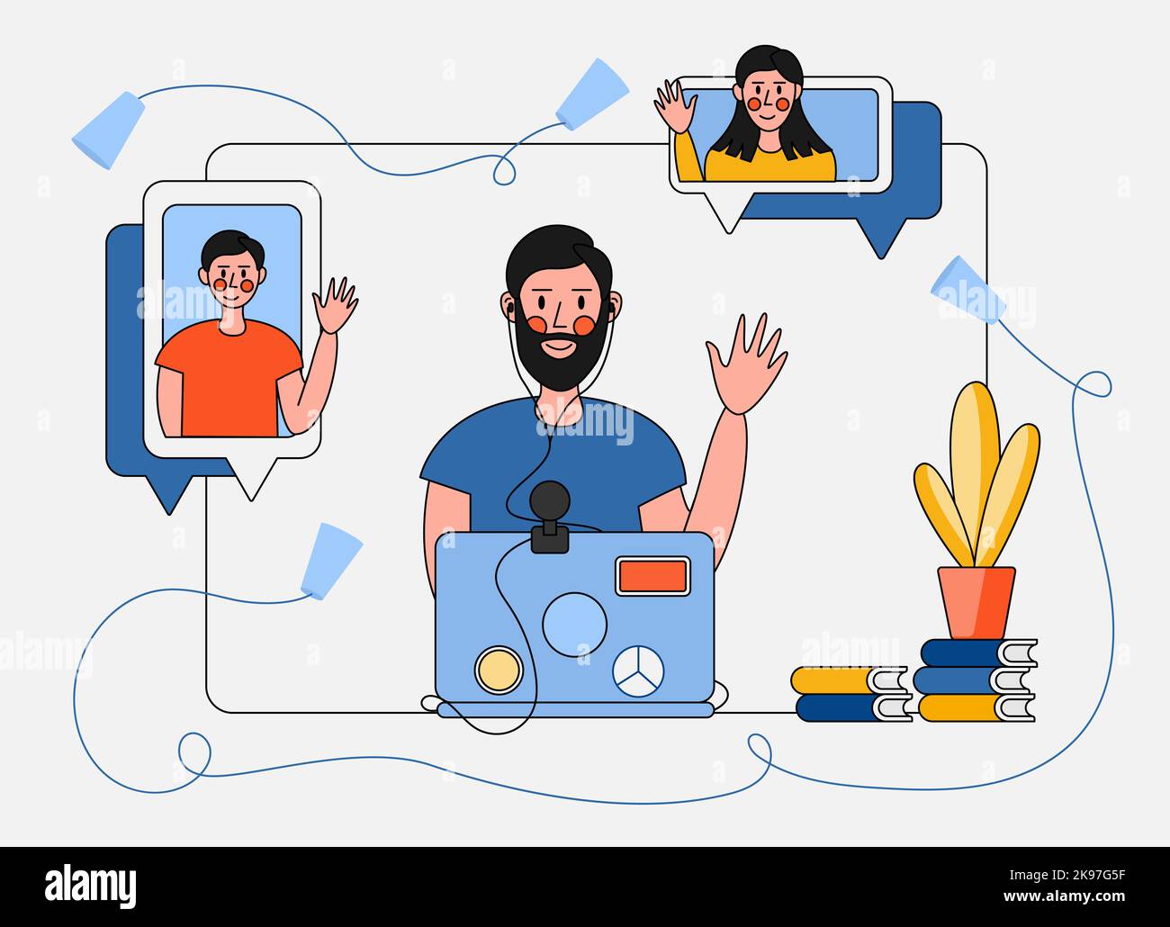 man video chats with his two friends Stock Photo - Alamy