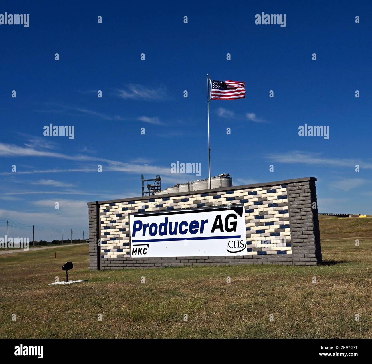 CANTON, KANSAS - SEPTEMBER 19, 2022 The Producer AG grain co-op ...