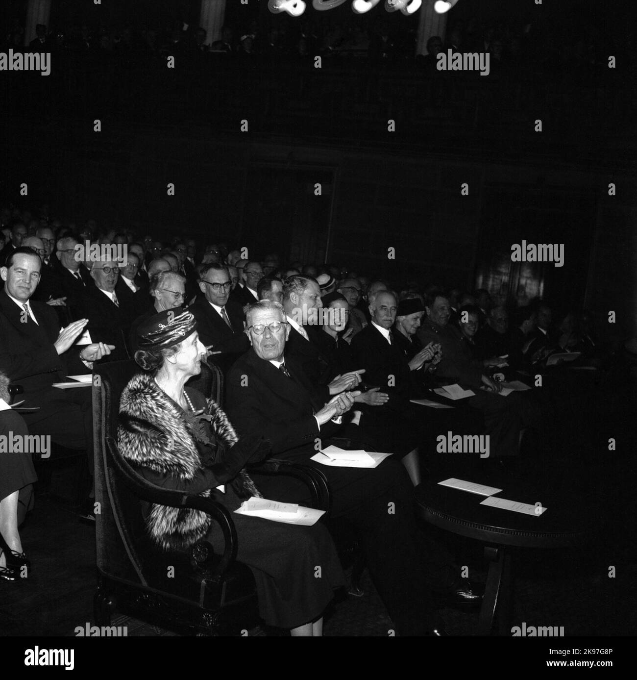 Jubilee's ending in the Concert Hall. King Gustaf VI Adolf and Queen ...