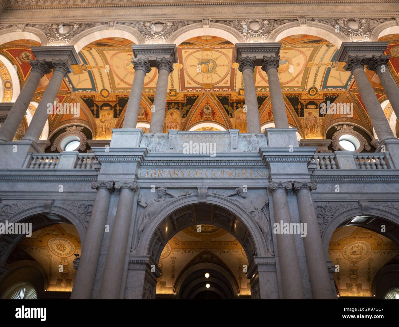 The Great Hall of the Library of Congress, Thomas Jefferson building in ...
