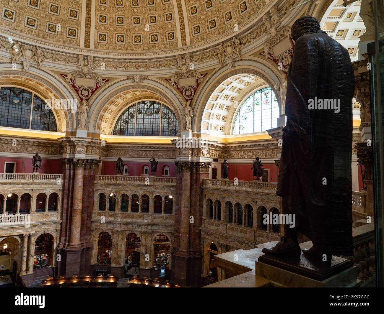 The Great Hall of the Library of Congress, Thomas Jefferson building in ...