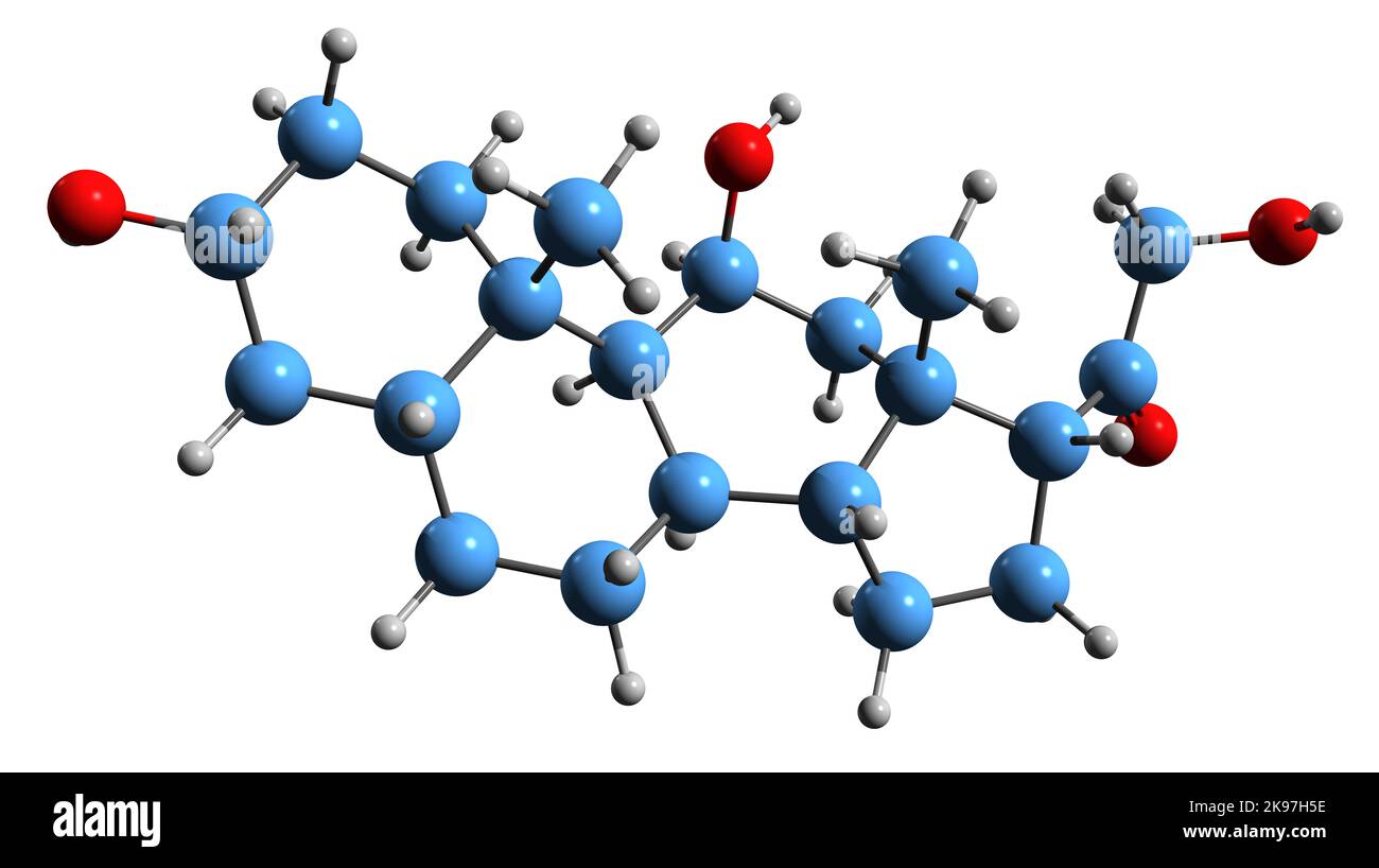 3D image of Tetrahydrodeoxycorticosterone skeletal formula - molecular ...