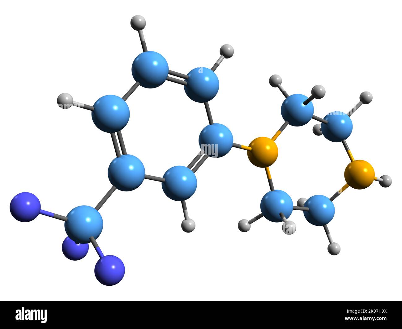 3D image of 3-Trifluoromethylphenylpiperazine skeletal formula ...