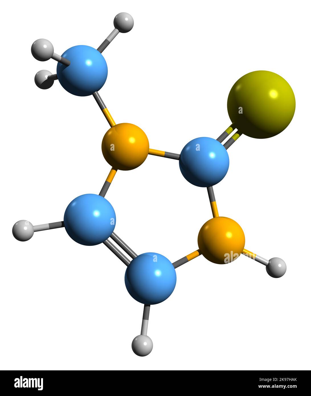 3D image of Thiamazole skeletal formula - molecular chemical structure ...