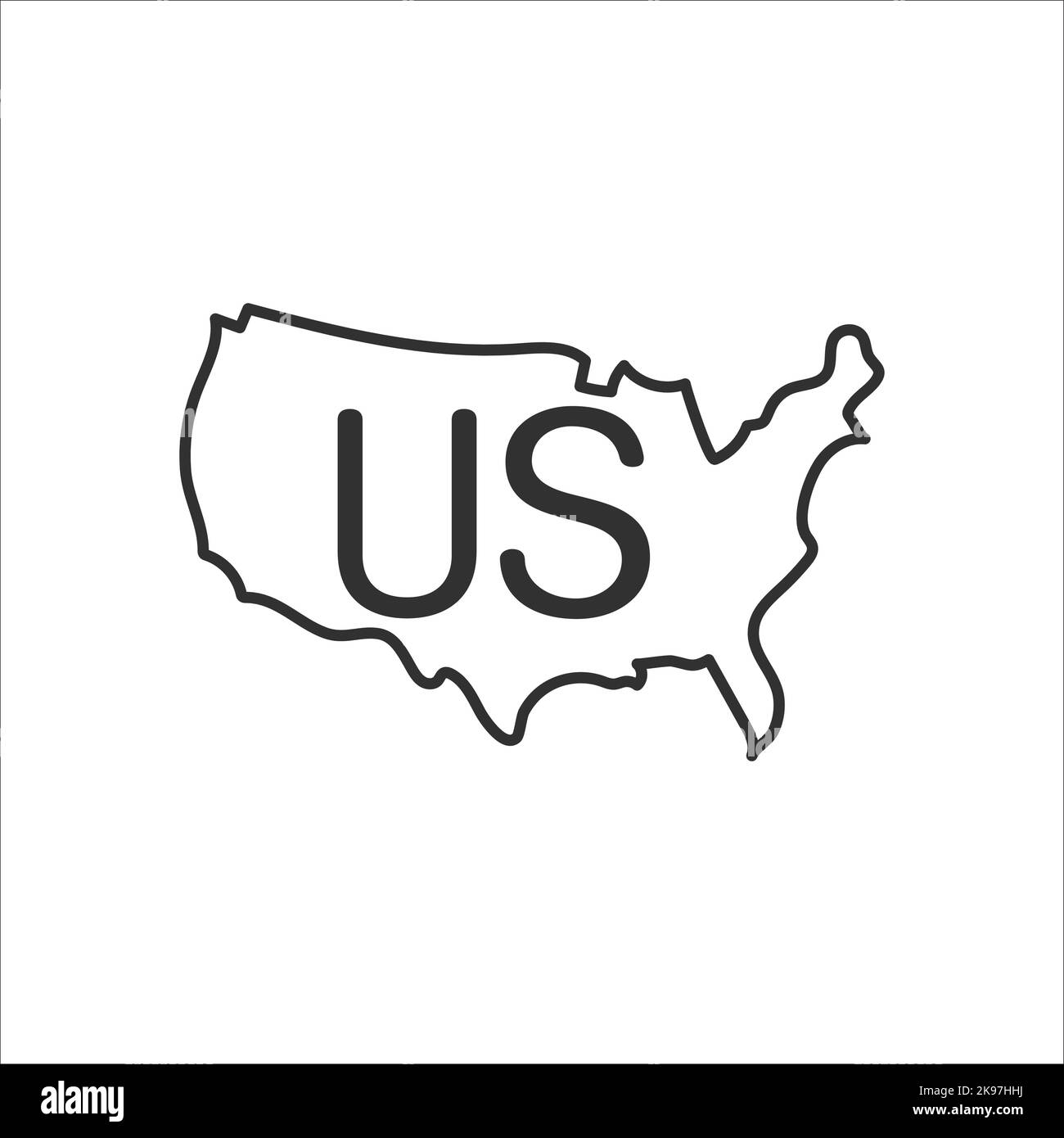 USA Map Icon With Editable Stroke Minimal Linear US Icon Concept Of
