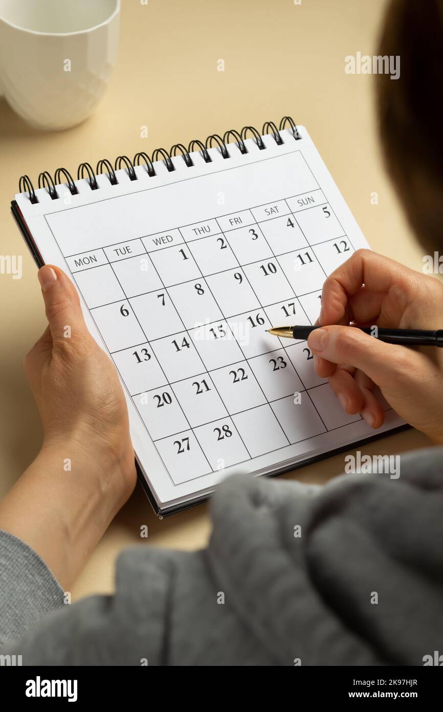 Appointment marked in calendar hi-res stock photography and images - Alamy