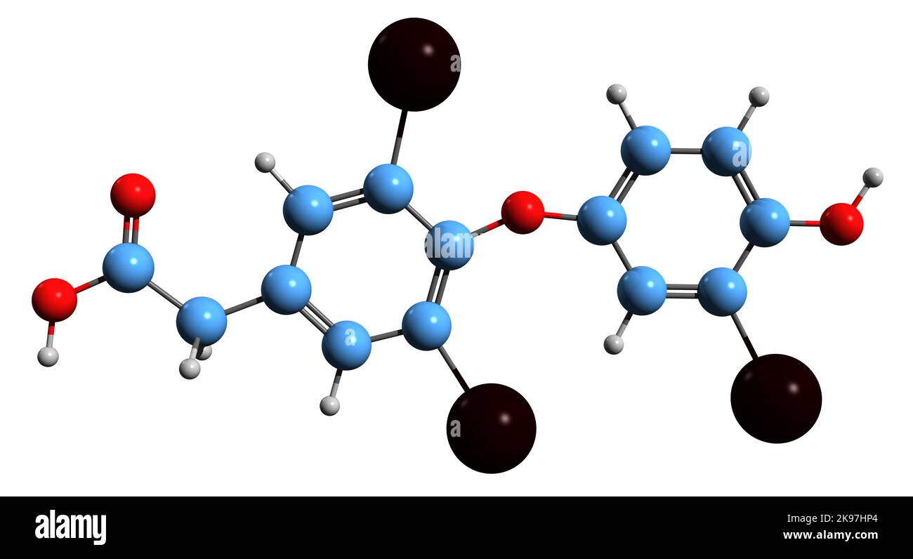 3D image of Tiratricol skeletal formula - molecular chemical structure ...