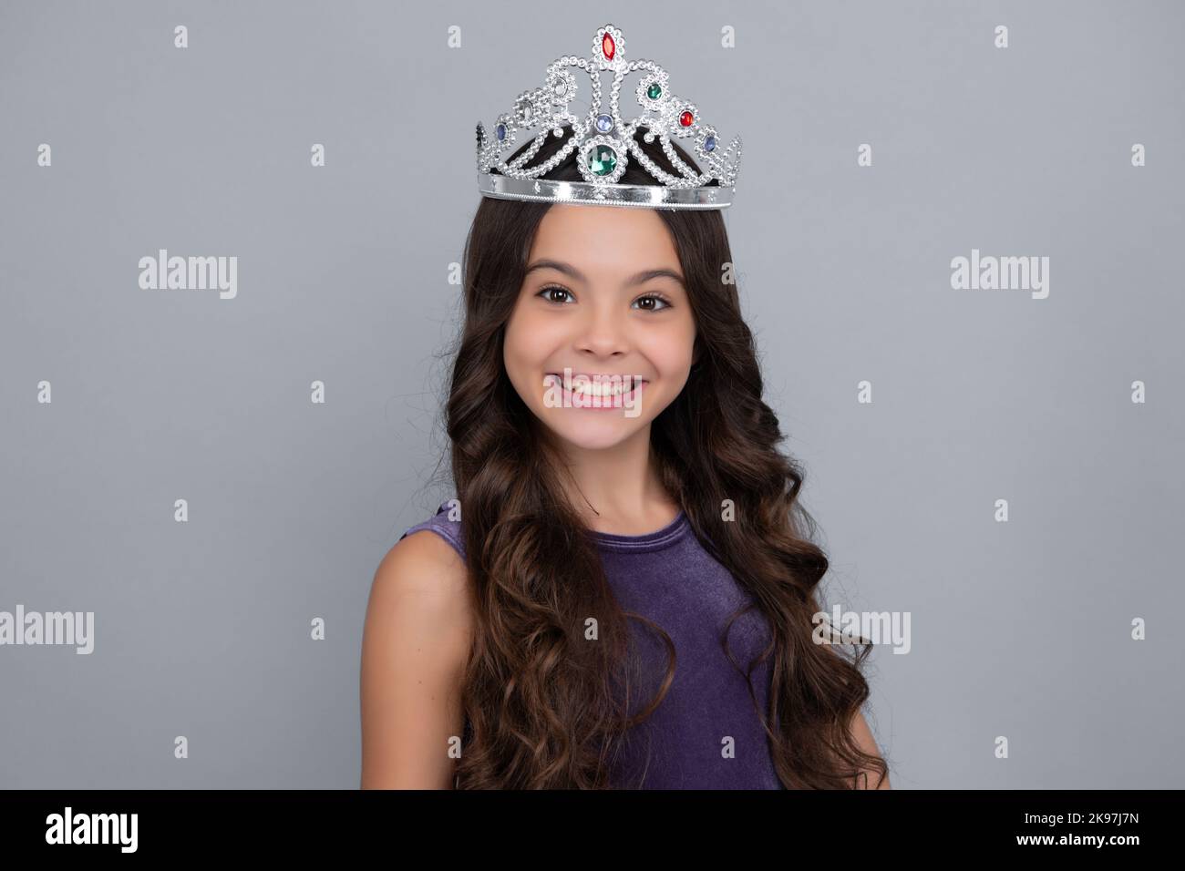 Teenager princess child celebrates success win and victory. Teen girl ...