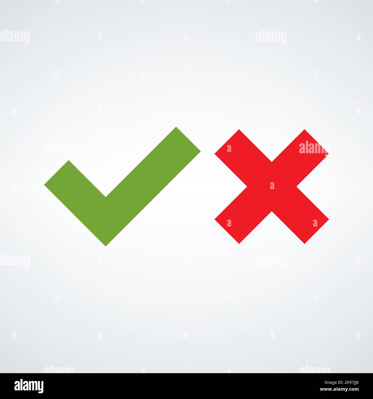 Checkmark cross tick sign in green and red. Correct wrong Test question ...