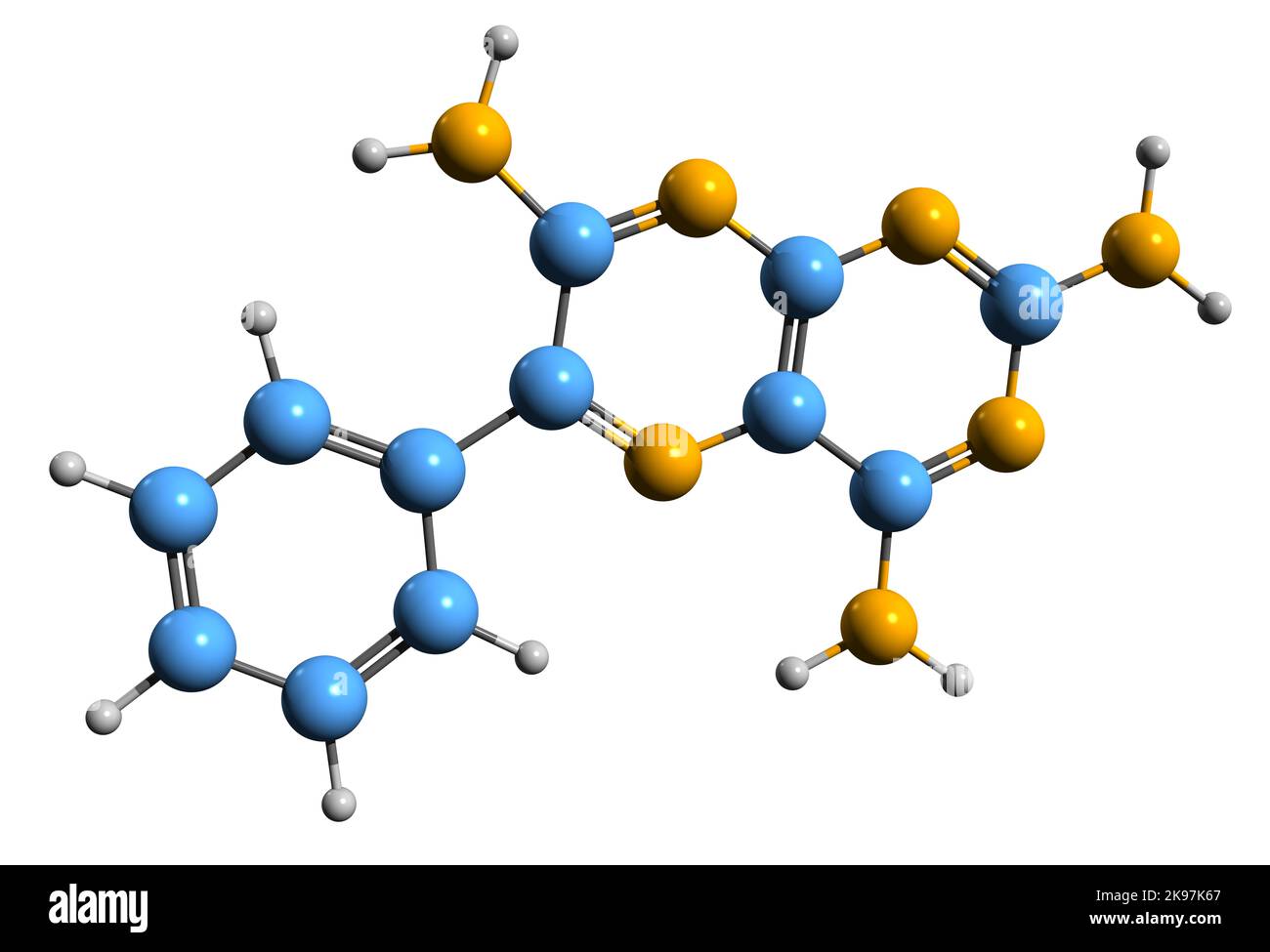 3D image of Triamterene skeletal formula - molecular chemical structure ...