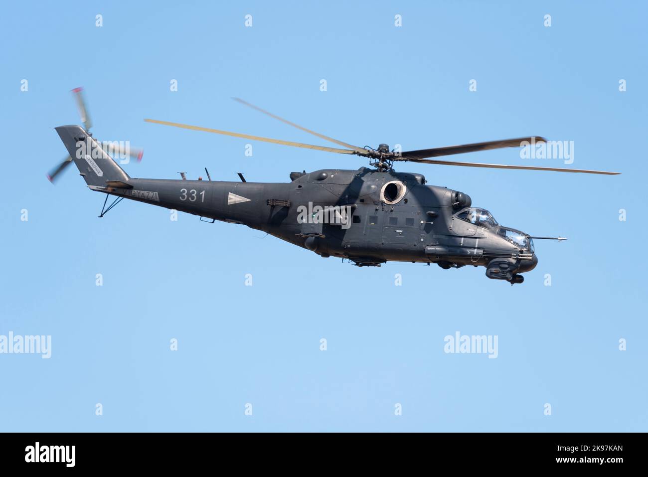 Hungarian Air Force Mil Mi-24P Hind helicopter gunship at the RIAT airshow, RAF Fairford ...
