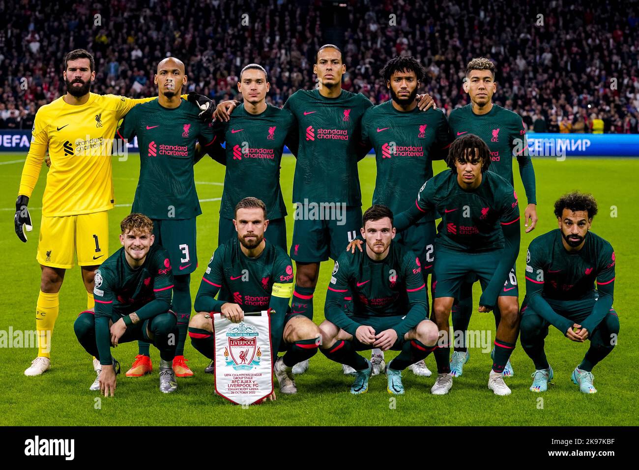 AMSTERDAM, NETHERLANDS - OCTOBER 26: goalkeeper Alisson Becker of ...