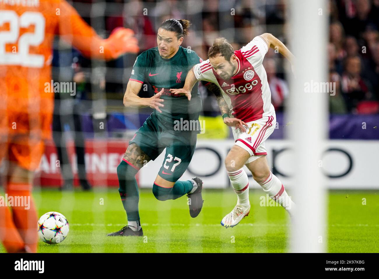 AMSTERDAM, NETHERLANDS - OCTOBER 26: Darwin Nunez of Liverpool FC is ...
