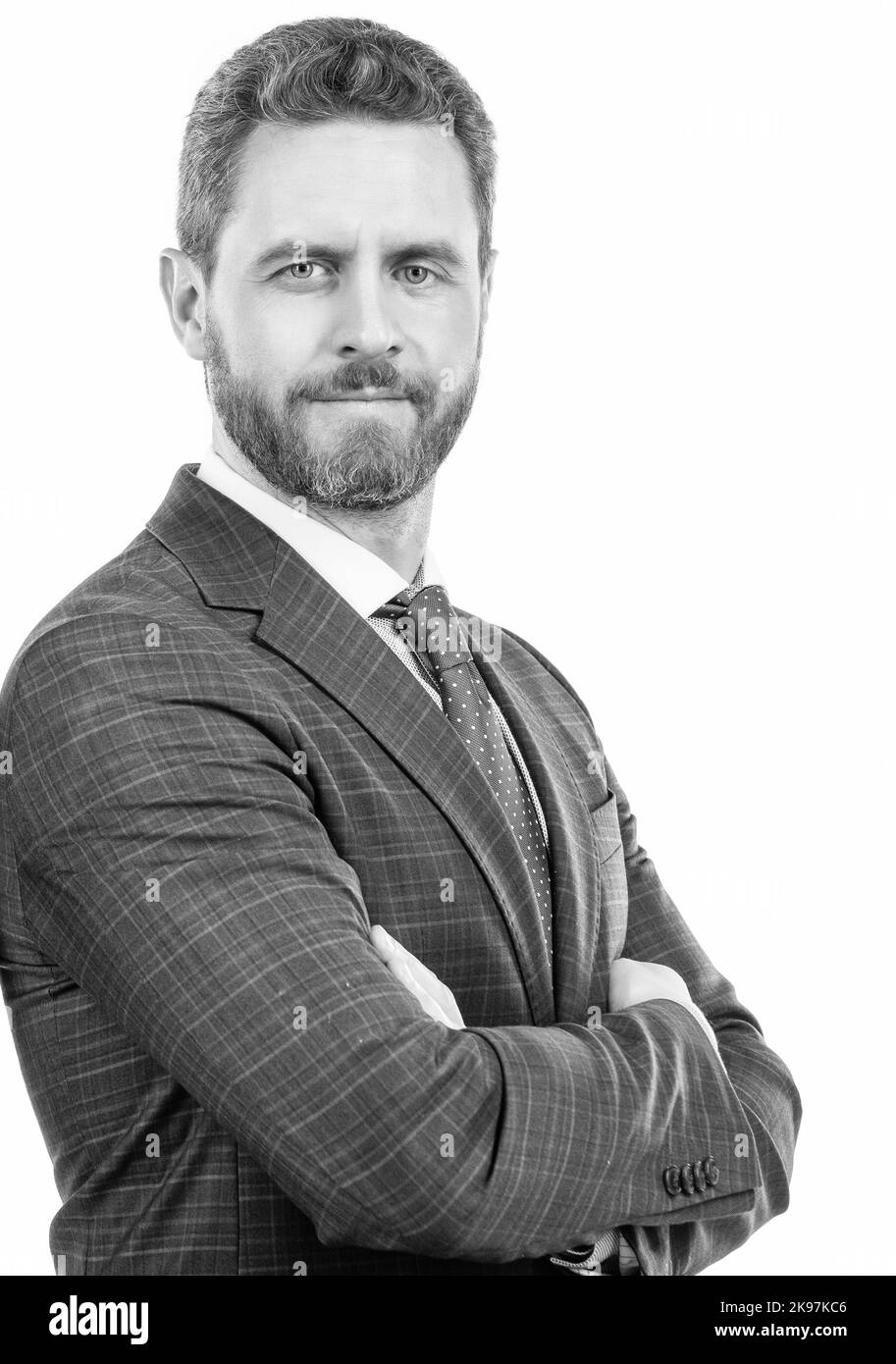 Serious confident professional employee man keep arms crossed in formal ...