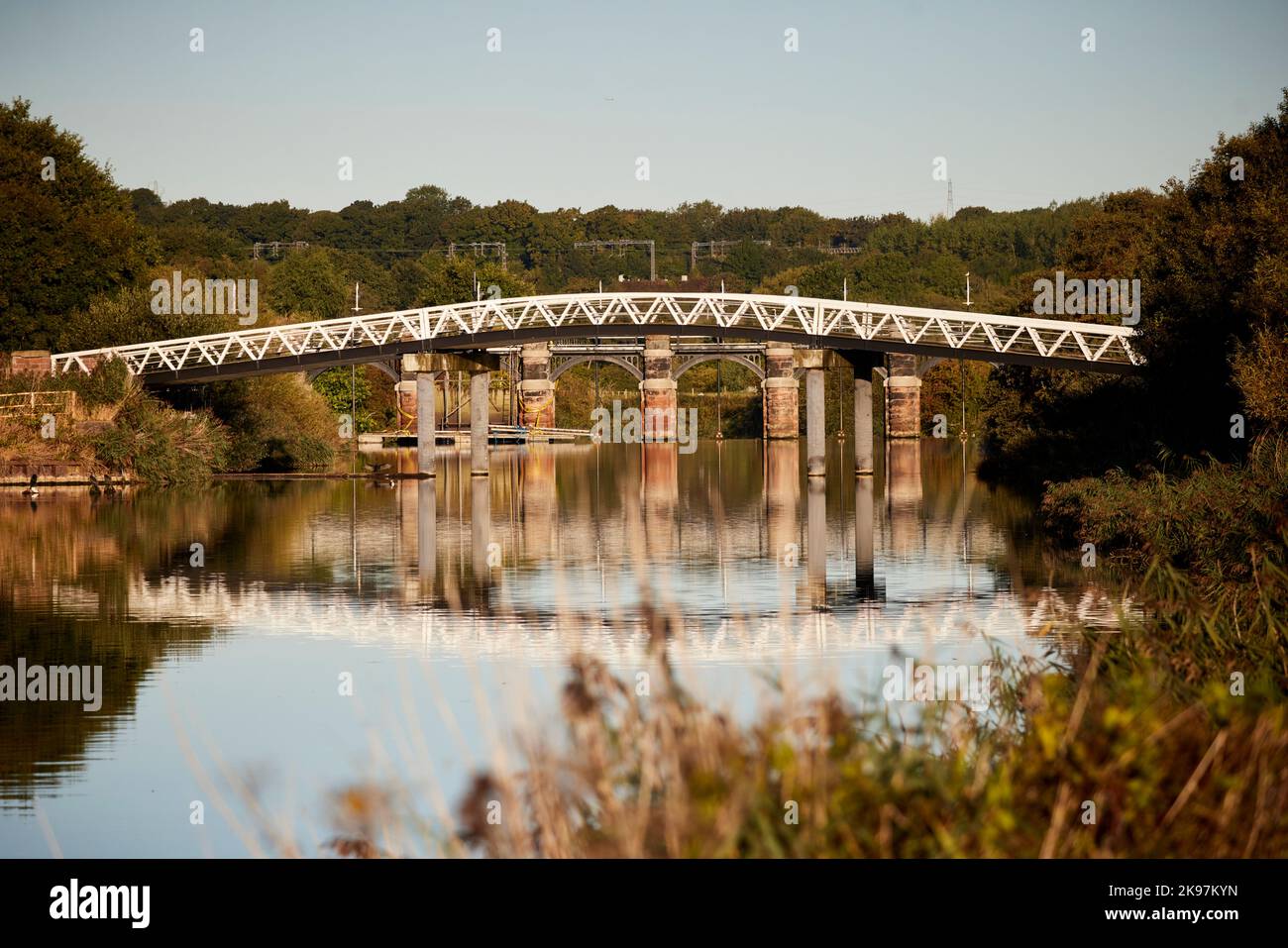 River Weaver Grade II-listed Dutton Sluice Cheshire, England. flood ...