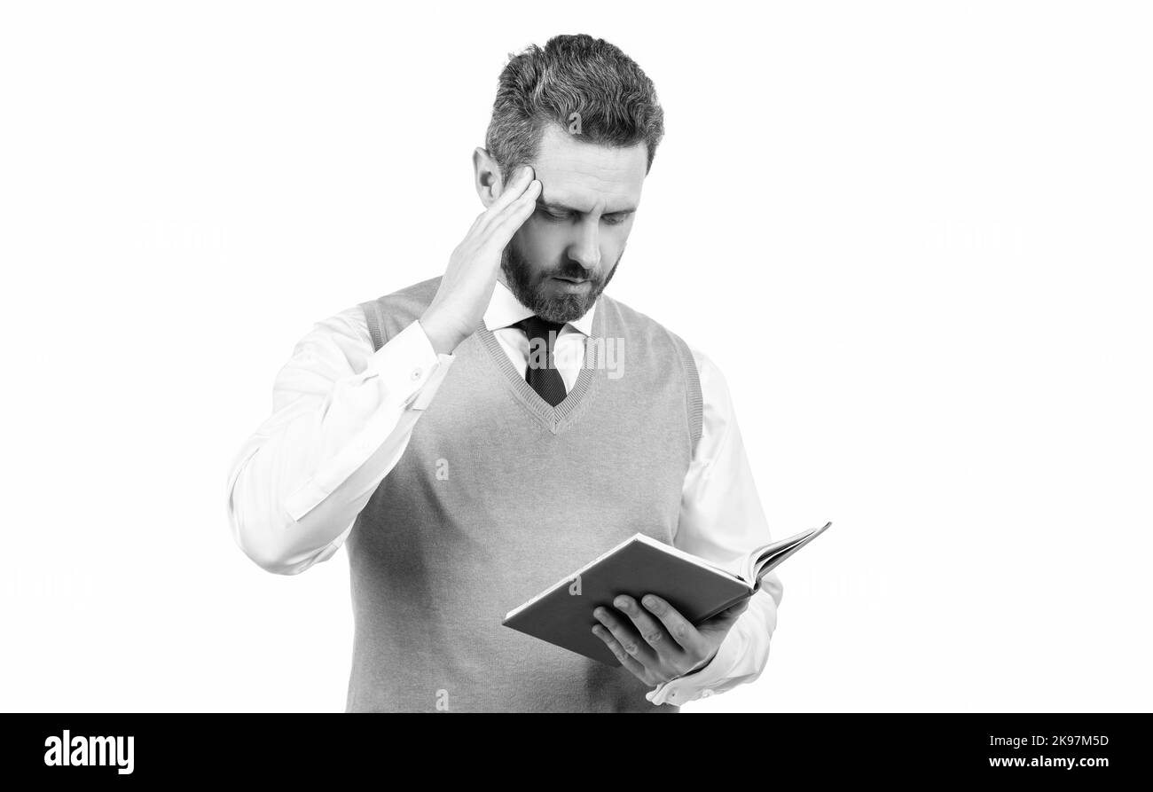 successful ceo with notepad. concentrated man planning his work Stock ...