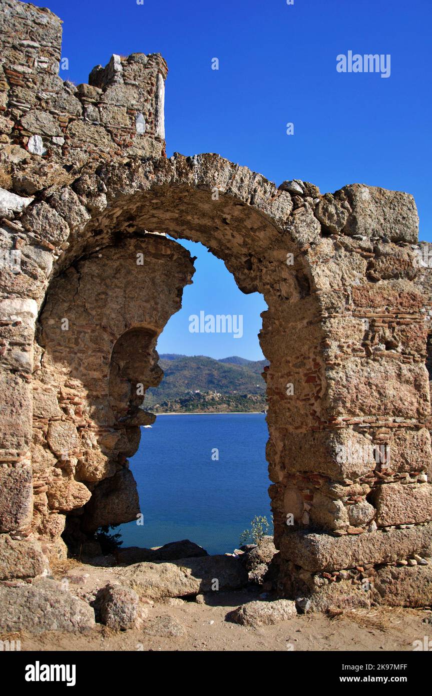 Lake castle with ancient fortifications in Kapikiri village on Bafa ...
